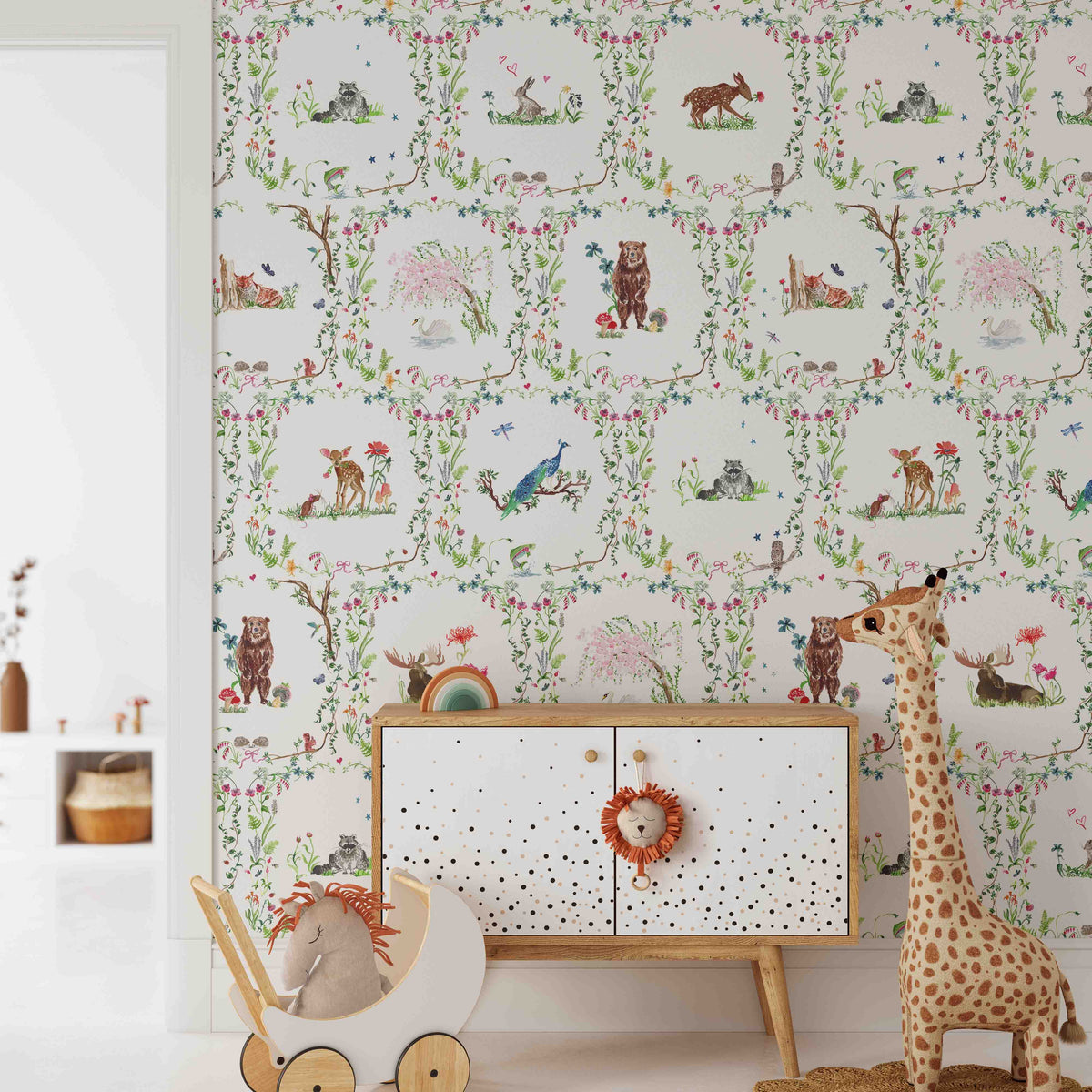 Animal Pattern Wallpaper for Nursery | Green Planet Print