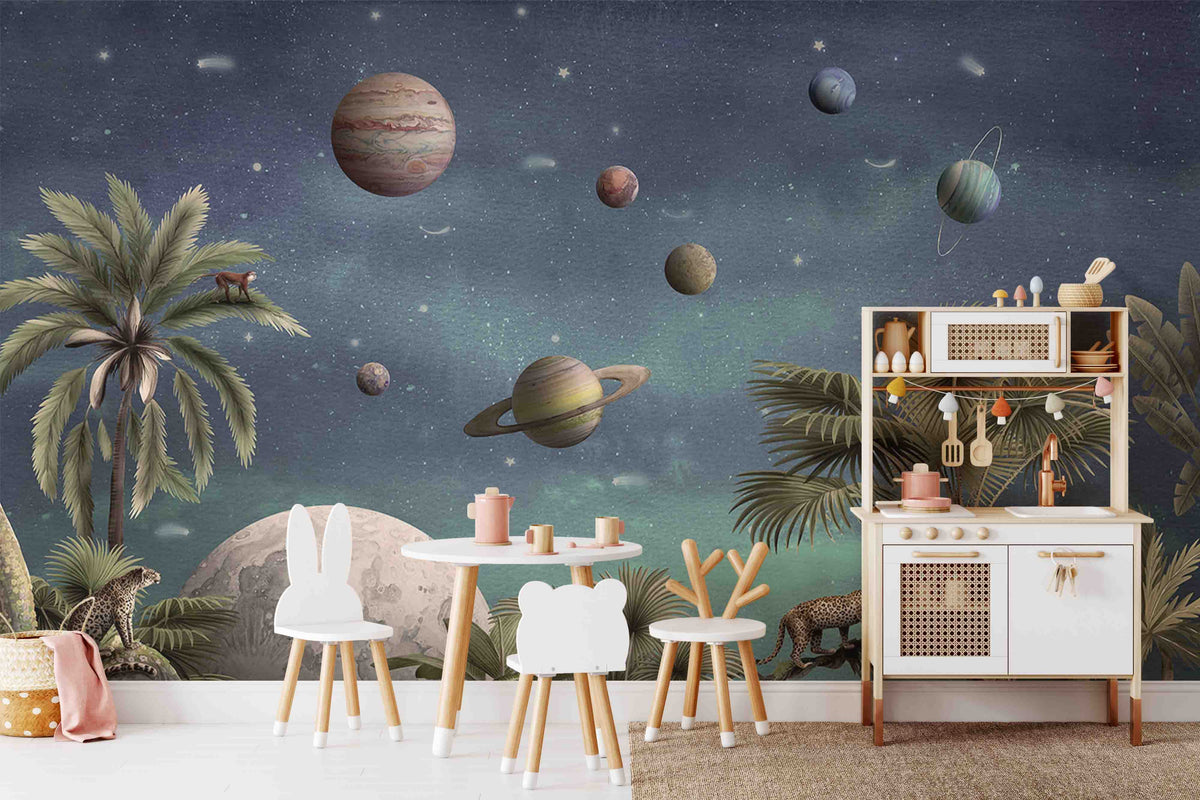 Shop Space Themed Mural | Green Planet Wallpaper – Green Planet Print