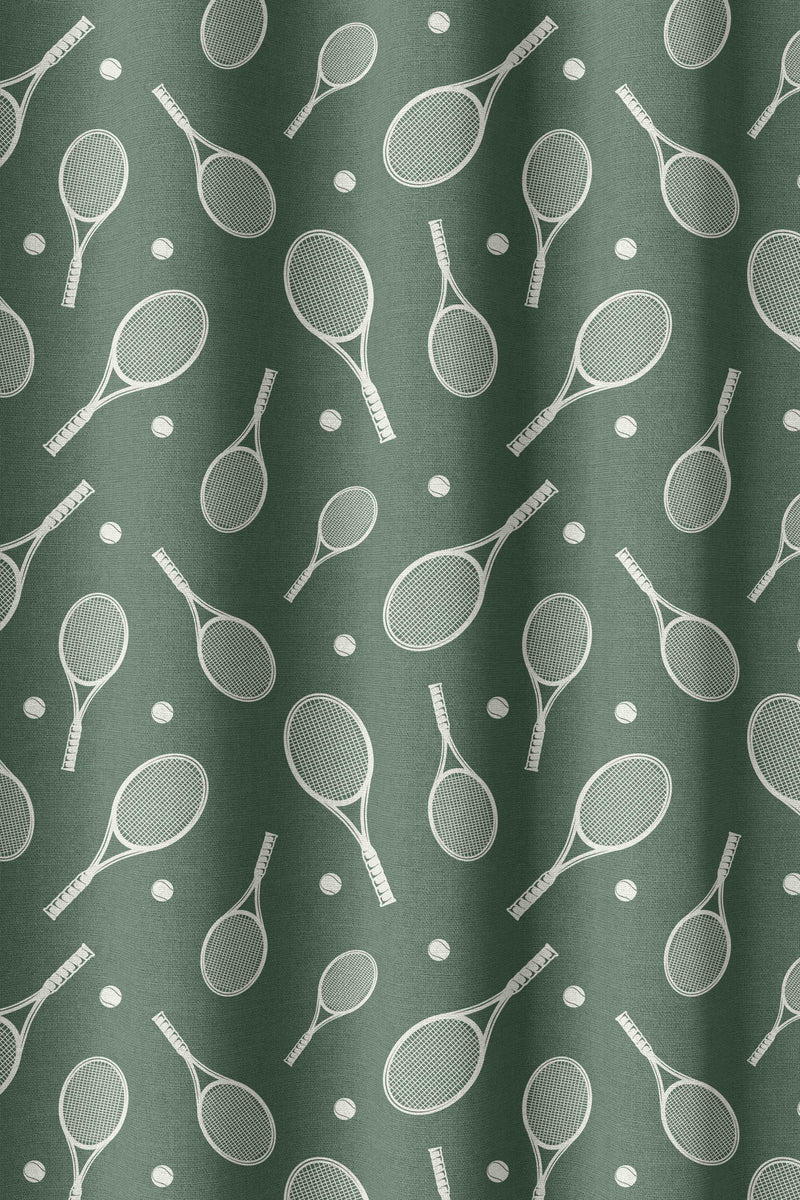 Tennis Racquet Pattern Cotton Fabric | Customized Home Décor – Green ...