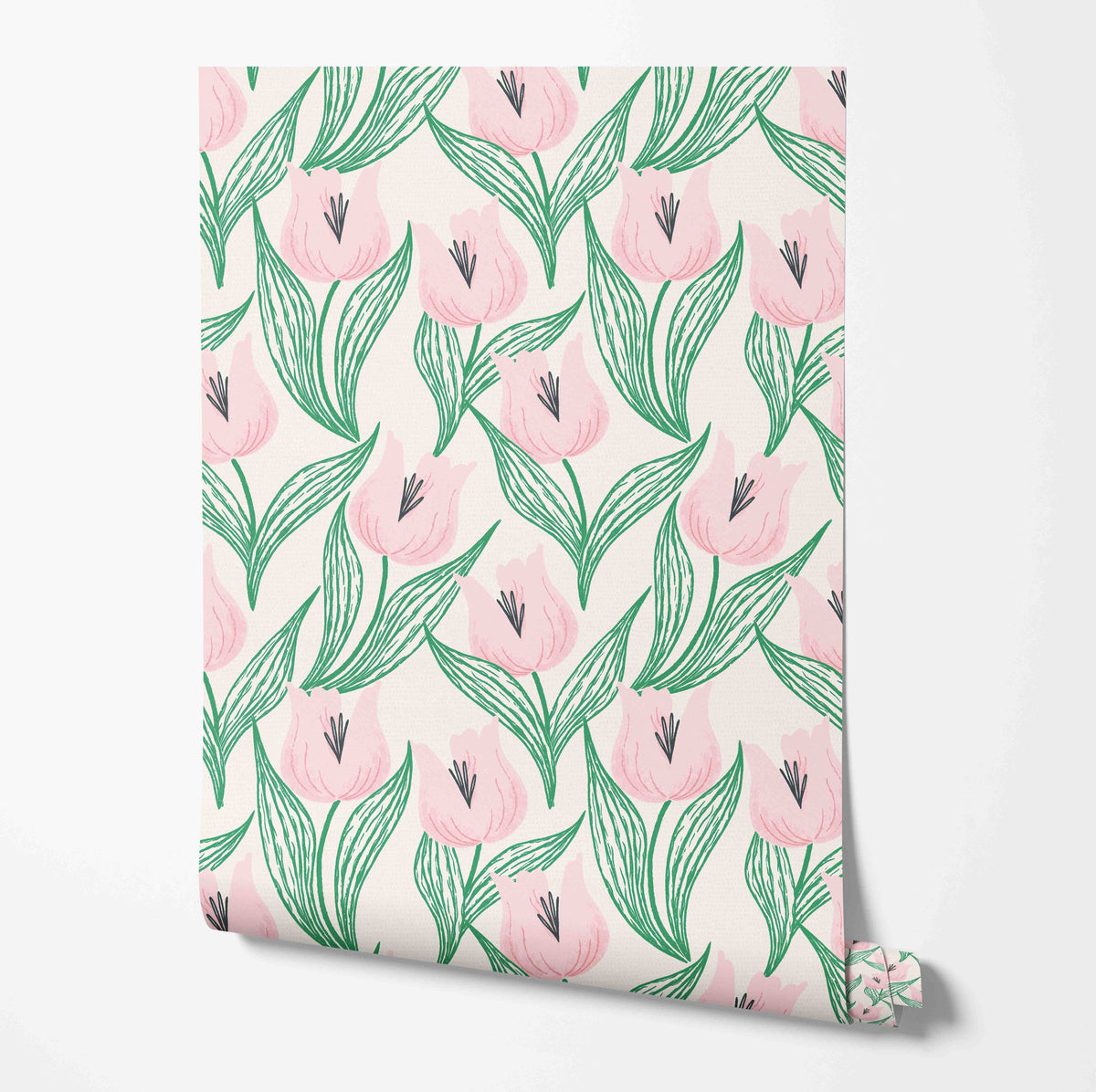 Spring Tulip Pattern | Shop PVC-free Wallpaper – Green Planet Print