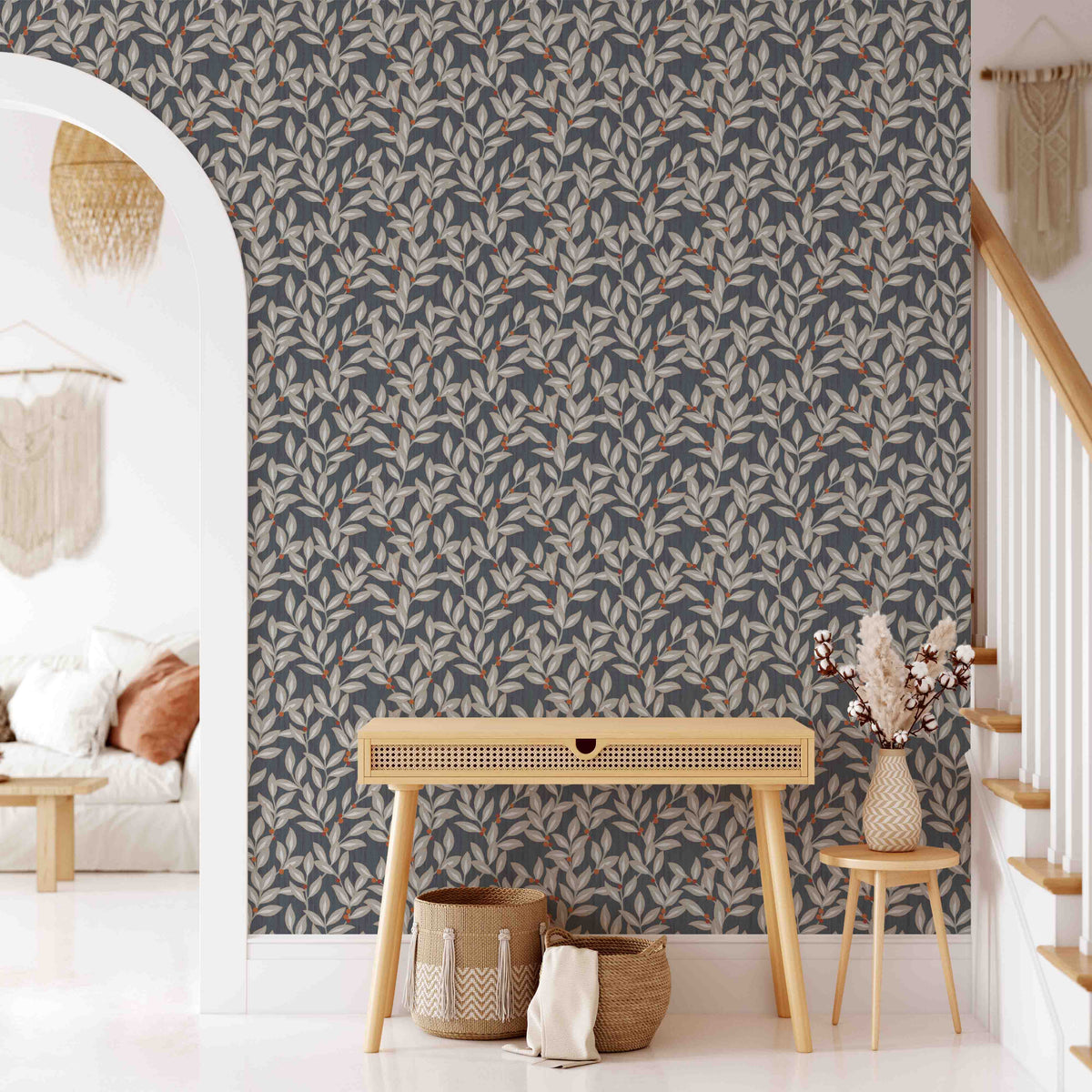 Trailing Leaves Wallcovering – Green Planet Print