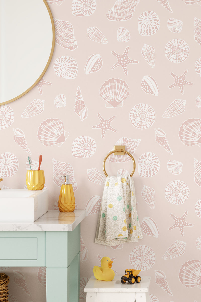 Seashells Pattern Wallpaper – Green Planet Print