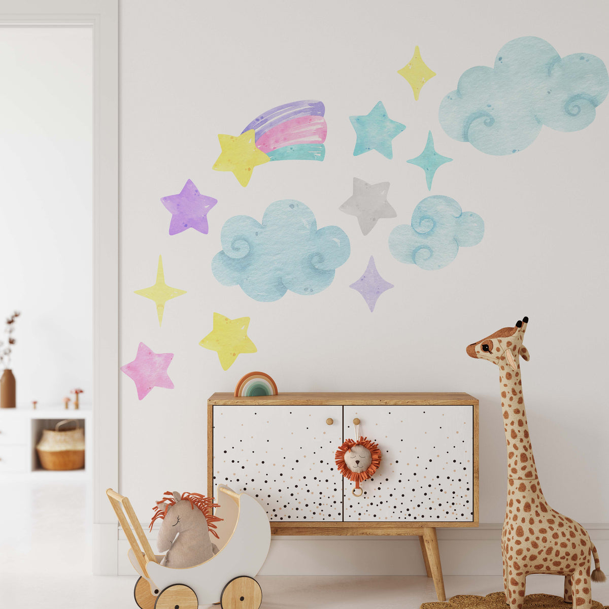 Colorful Sky and Moon Decals for Kids | Removable Stickers – Green ...