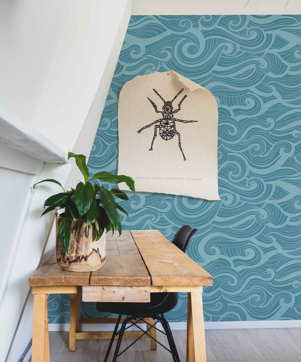 Ocean Waves Wallpaper – Green Planet Print