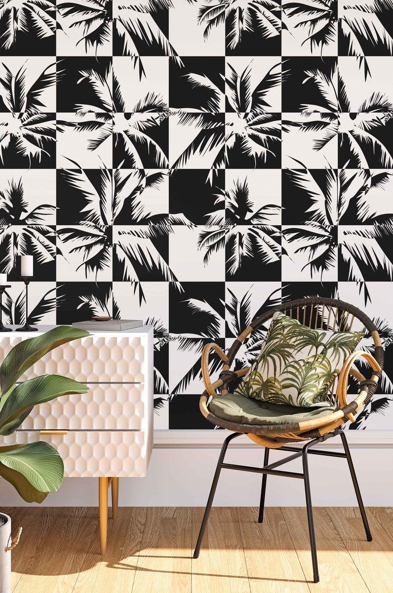 Palm Block Print | Black and White Wallpaper | Green Planet – Green ...