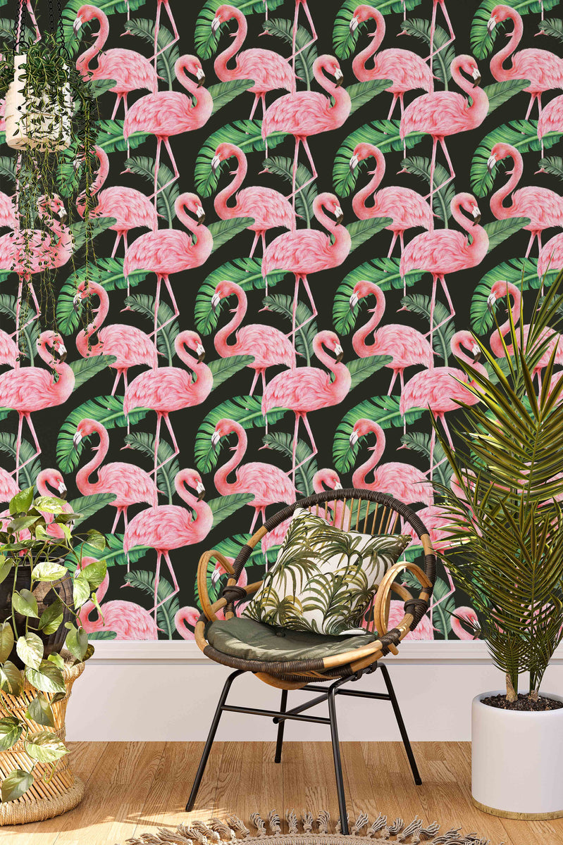 Shop Flamingo Wallpaper | Coastal Home Décor by Green Planet Print