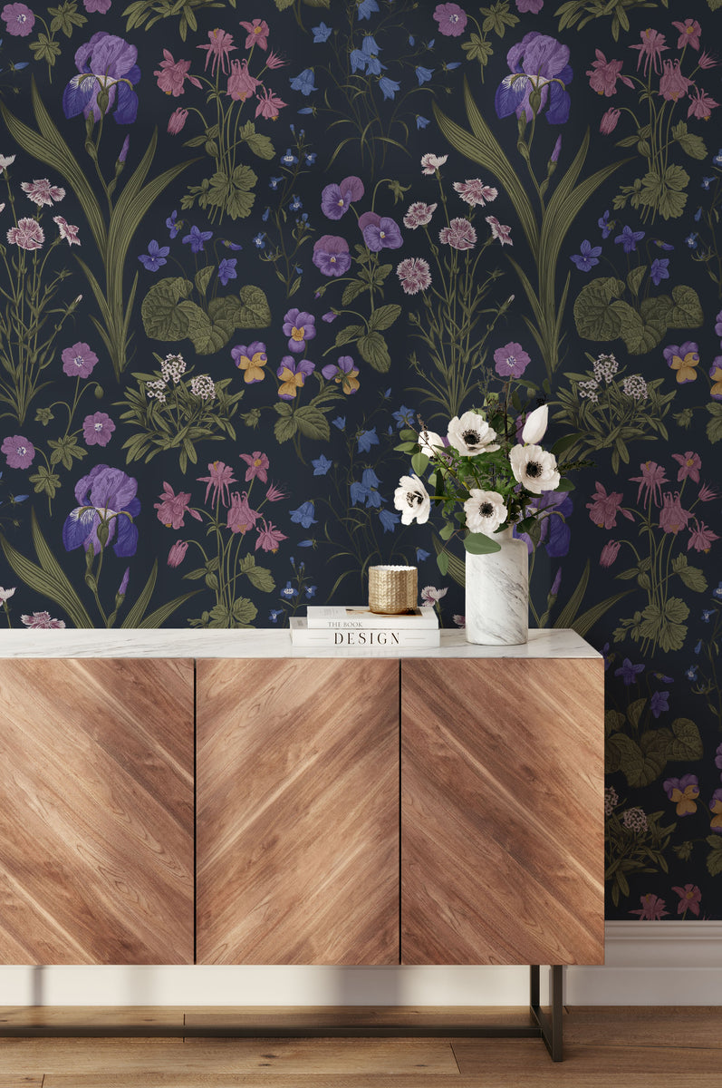 Purple Iris Wallpaper | Peel & Stick Wall Murals by Green Planet ...