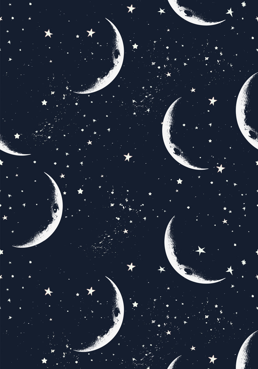 Moon Pattern Wallpaper | Shop Wall Murals for Kids by Green Planet ...